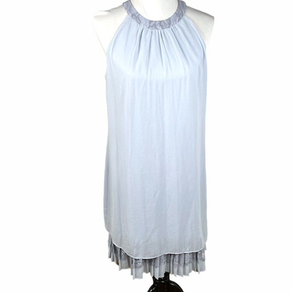 Esprit | Dresses | Espirt Chiffon Lace And Pleated Dress Blue | Poshmark